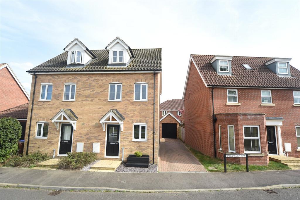 Barleycorn Way, Beck Row, Bury St. Edmunds, Suffolk, IP28 3 bed semi ...